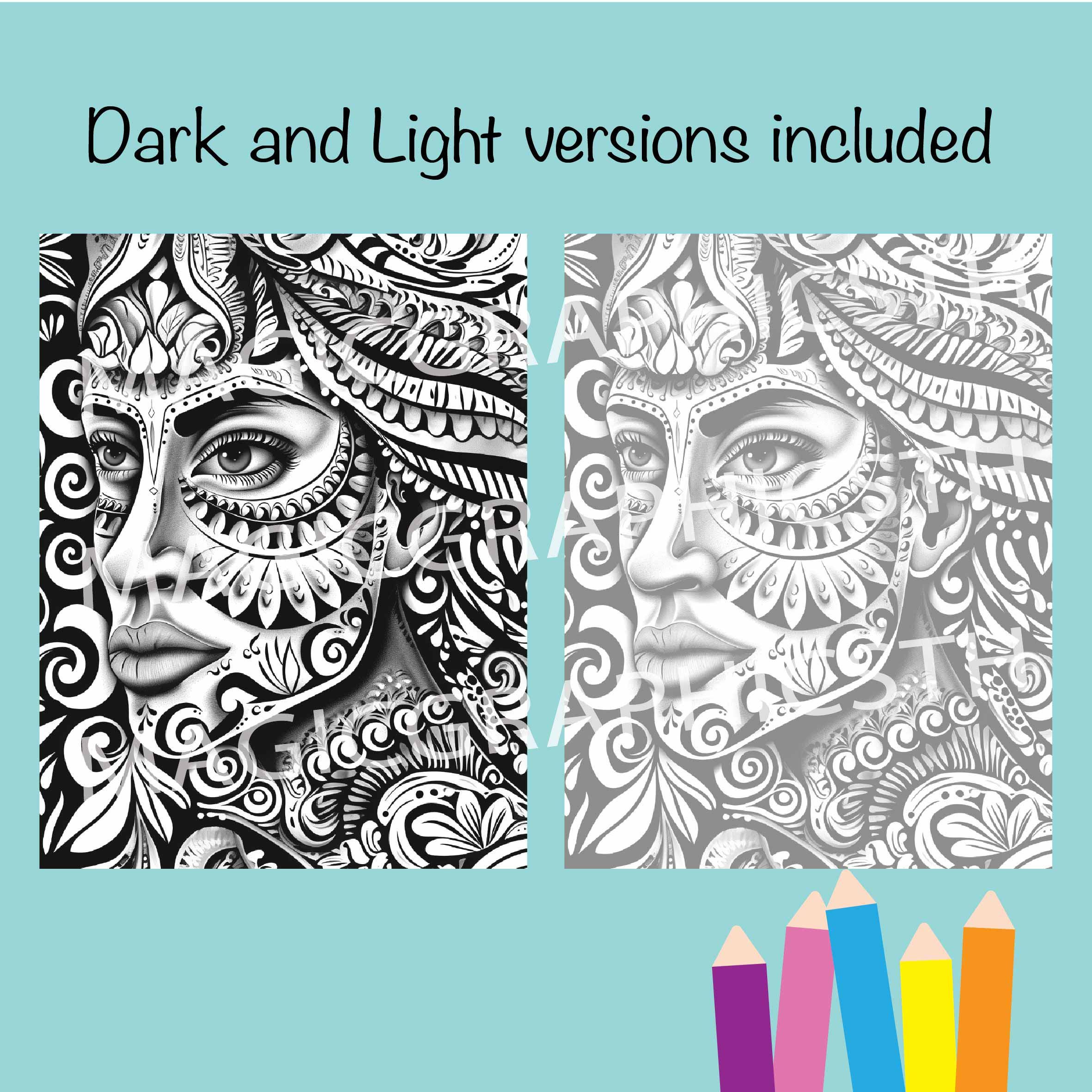 30 Bohemian Coloring Pages - Adults and Kids Coloring Book, Digital ...