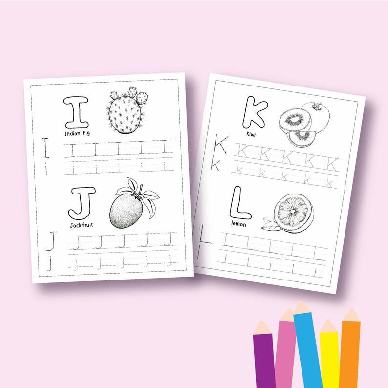 A-Z Fruits Coloring Pages, Kids Worksheets, Printable Alphabet Coloring ...