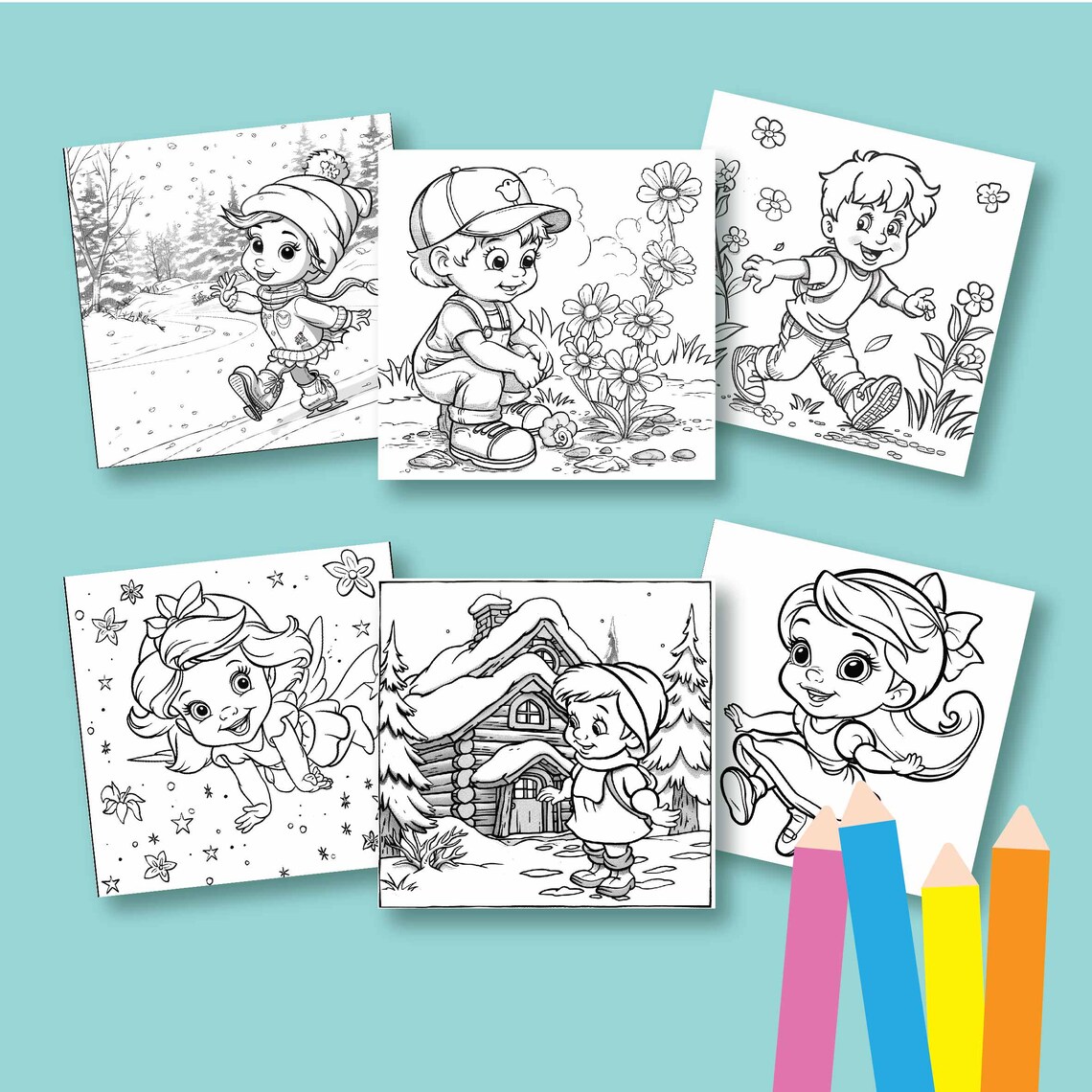 20 Printable Coloring Pages for Kids, Kid's Activities, Digital Files ...