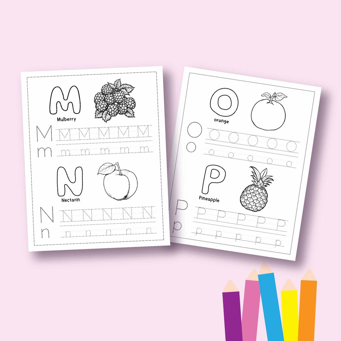 A-Z Fruits Coloring Pages, Kids Worksheets, Printable Alphabet Coloring ...