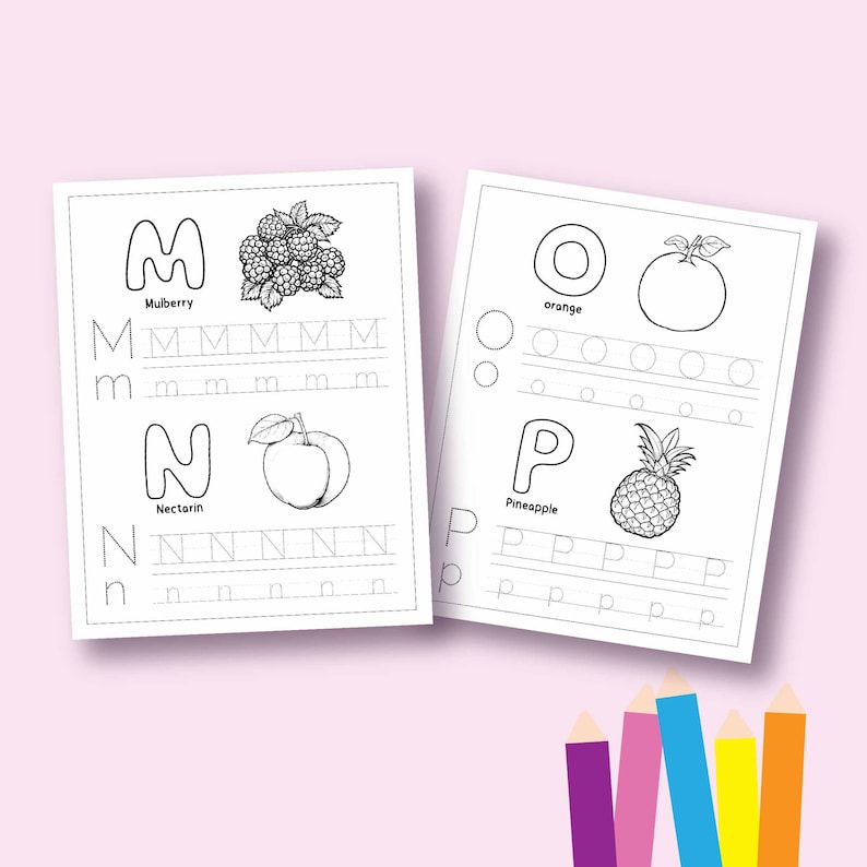 A-Z Fruits Coloring Pages, Kids Worksheets, Printable Alphabet Coloring ...