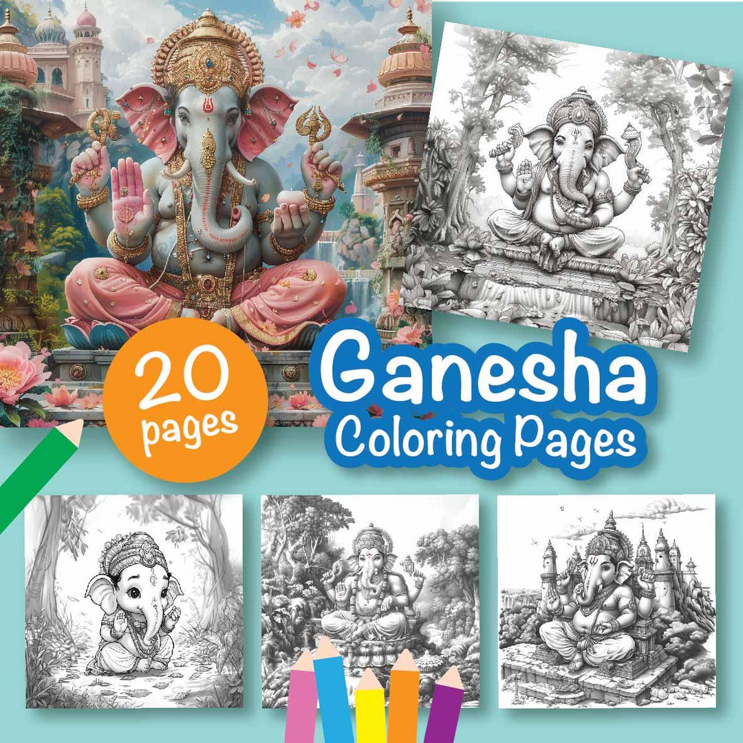 20 Lord Ganesha Coloring Pages, Coloring Pages Printable, Intricate ...