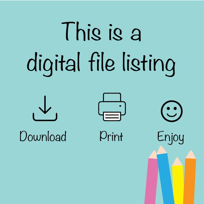 20 Printable Coloring Pages for Kids, Kid's Activities, Digital Files ...