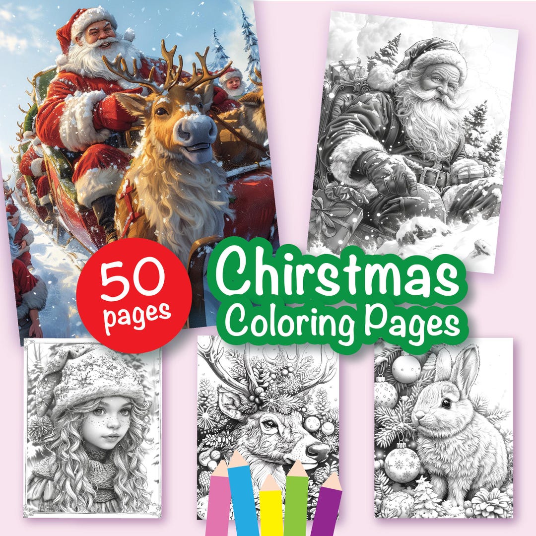 50 Christmas Coloring Pages, Christmas Printable, Christmas Activities ...