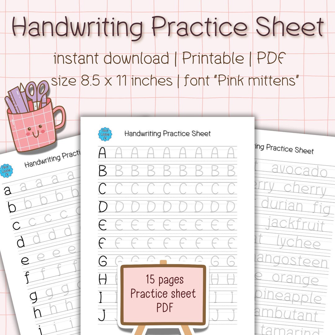 15 Pages of Handwriting Practice Worksheets,printable Handwriting Sheet ...