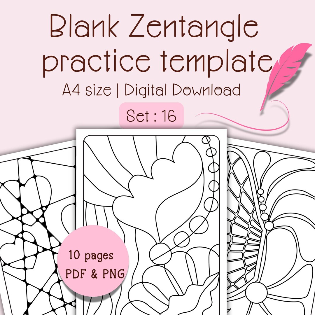 10 Pages Blank Zentangle® Practice Sheet Template,zentangle Pattern,string Line Zentangle,easy ...