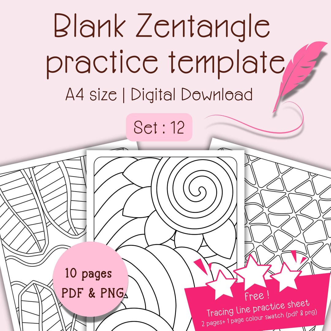 10 Pages Blank Zentangle® Practice Sheet Template,zentangle Pattern ...