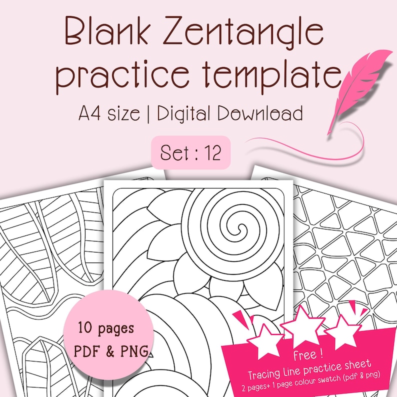 10 Pages Blank Zentangle® Practice Sheet Template,zentangle Pattern ...