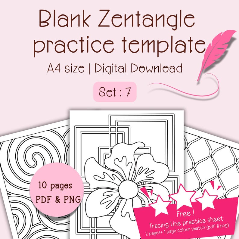 Zentangle Practice Sheet Templates: String Art, Line Tracing (PDF & PNG ...