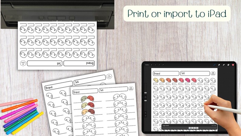 Doodle Color Swatch Chart: Marker Color Tracker (PDF File) - Etsy