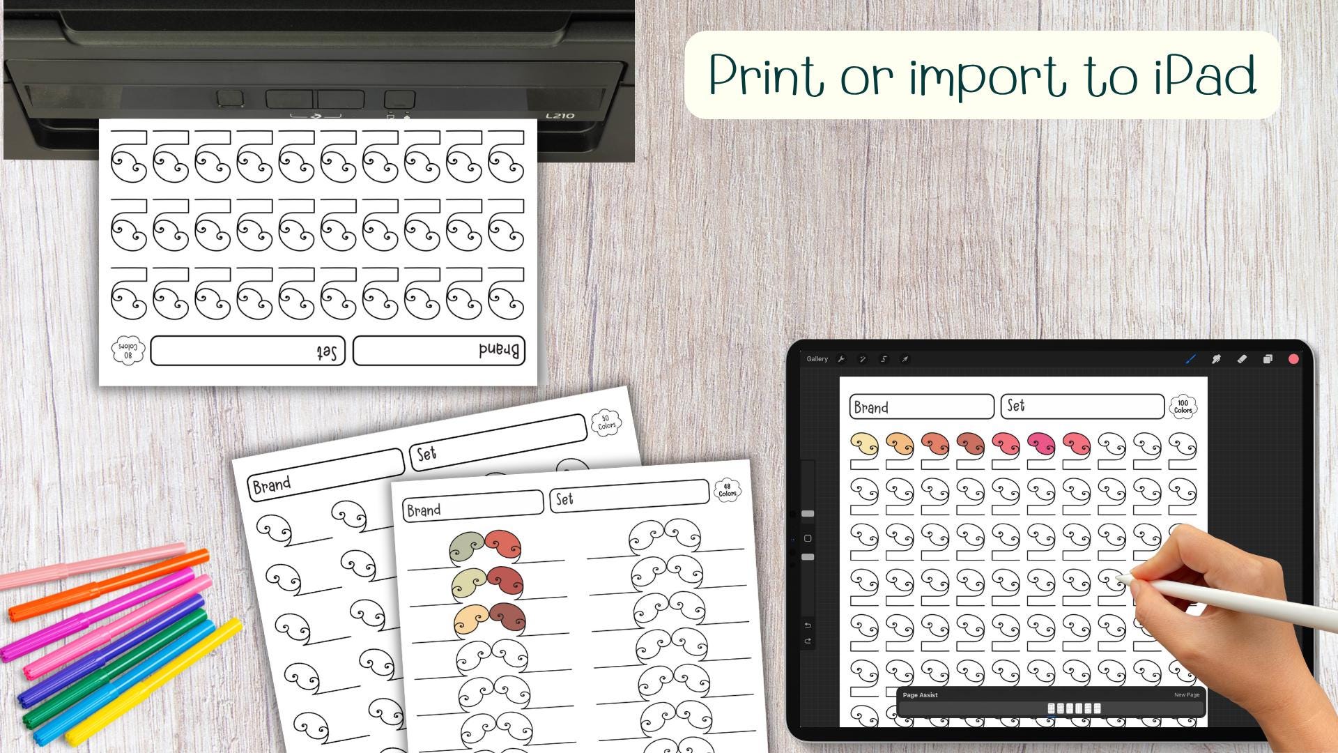 Doodle Color Swatch Chart: Marker Color Tracker (PDF File) - Etsy