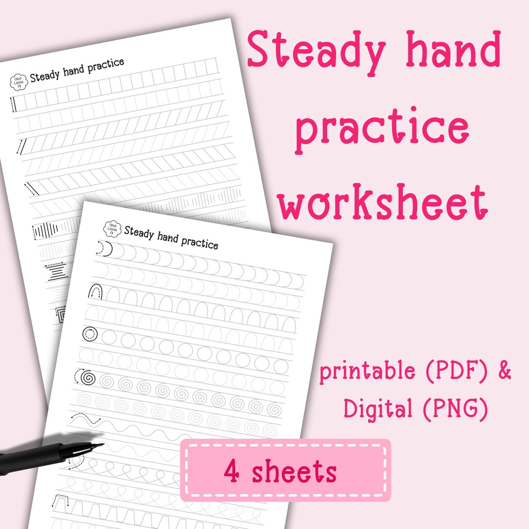 Steady Hand Practice Sheets, Printable Handwriting Worksheet, Basic ...