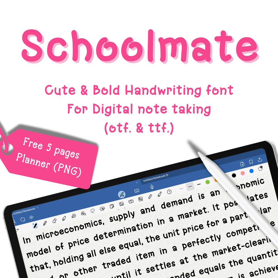 Cute and Bold Handwriting Font for Goodnotes,procreate Fonts, Student ...