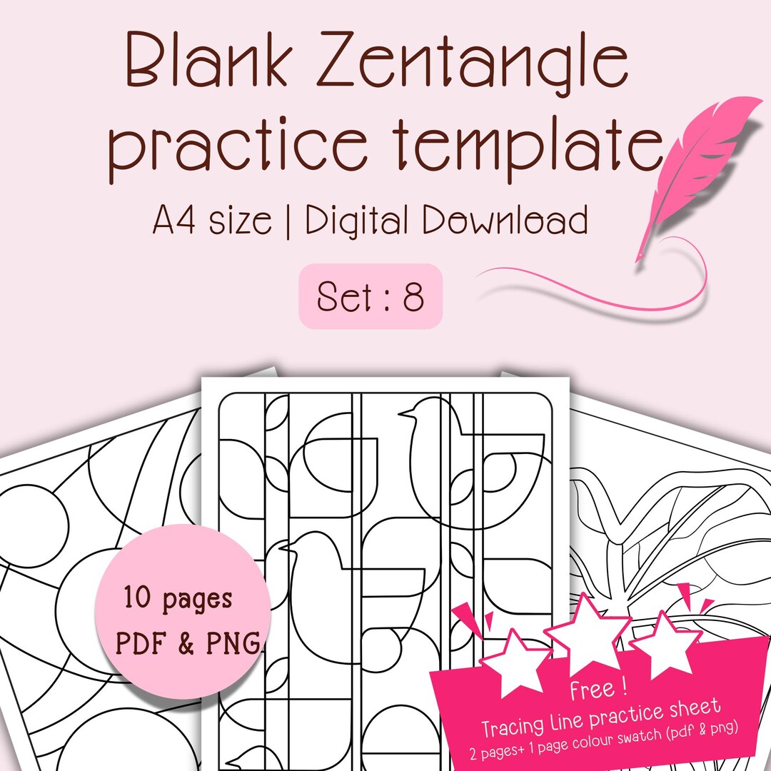 10 Pages of Blank Zentangle Practice Sheet Template,zentangle Practice Sheet, Relaxing Zentangle ...