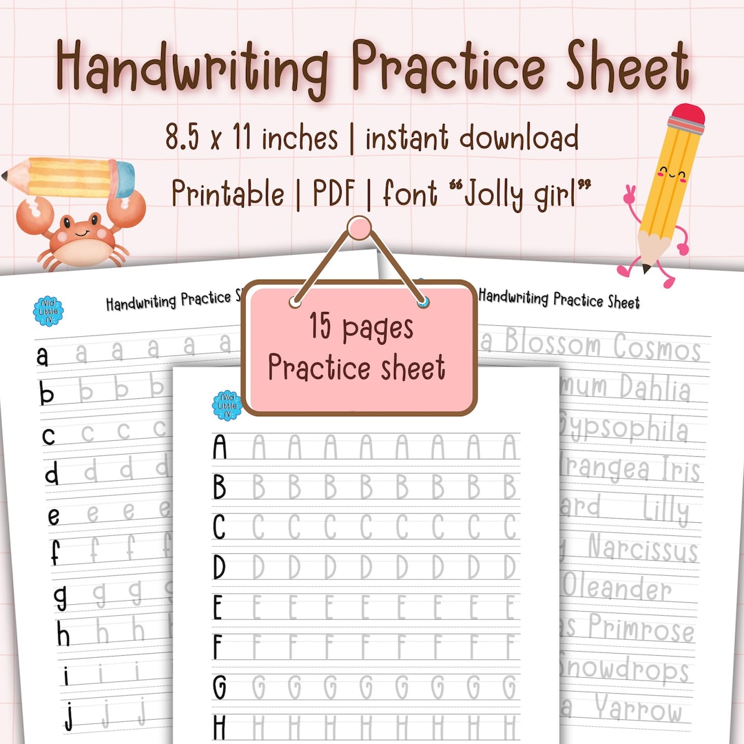 Handwriting Practice Worksheets,printable Handwriting Sheet,alphabet ...