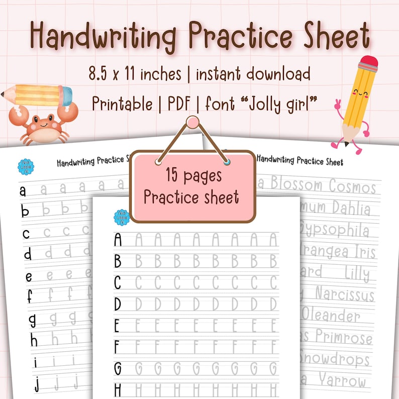 Handwriting Practice Worksheets,printable Handwriting Sheet,alphabet ...