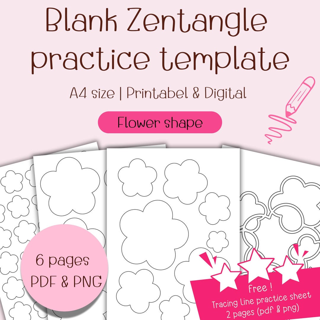 6 Pages Blank Zentangle Practice Sheet Template,zentangle Practice ...