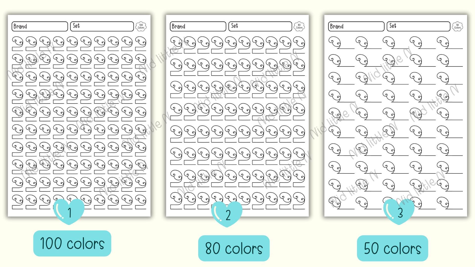 Doodle Color Swatch Chart: Marker Color Tracker (PDF File) - Etsy