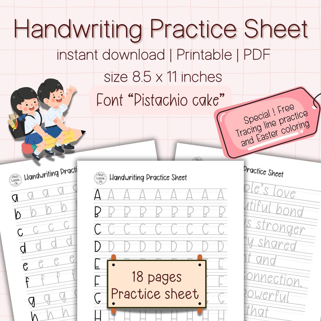 18 Pages of Handwriting Practice Worksheets,lettering Practice Sheet ...