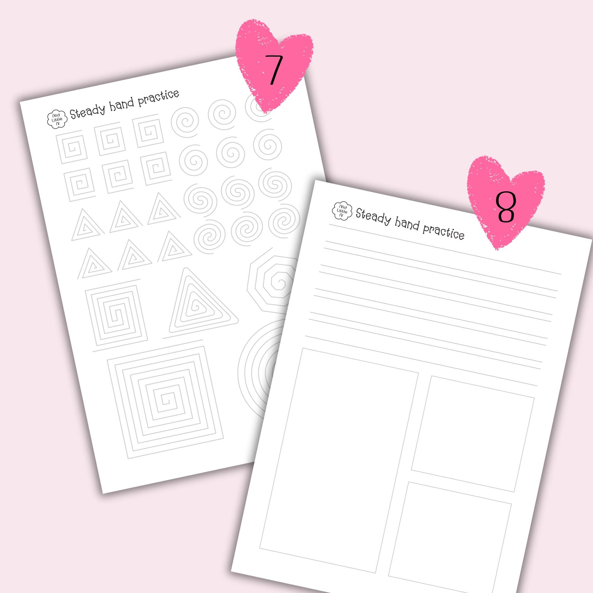 Steady Hand Practice Sheets, Printable Handwriting Worksheet, Basic ...