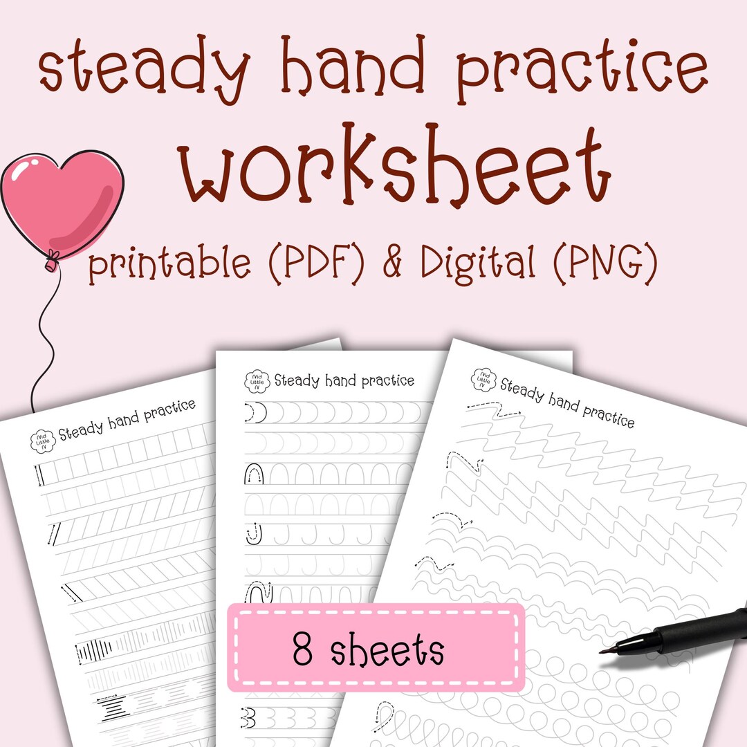 Steady Hand Practice Sheets, Printable Handwriting Worksheet, Basic ...