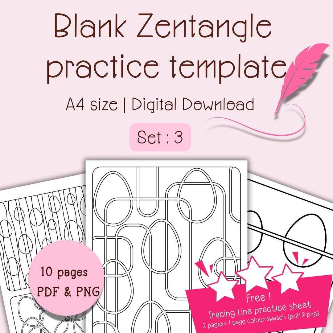 10 Pages Blank Zentangle Practice Sheet Template,zentangle Pattern ...