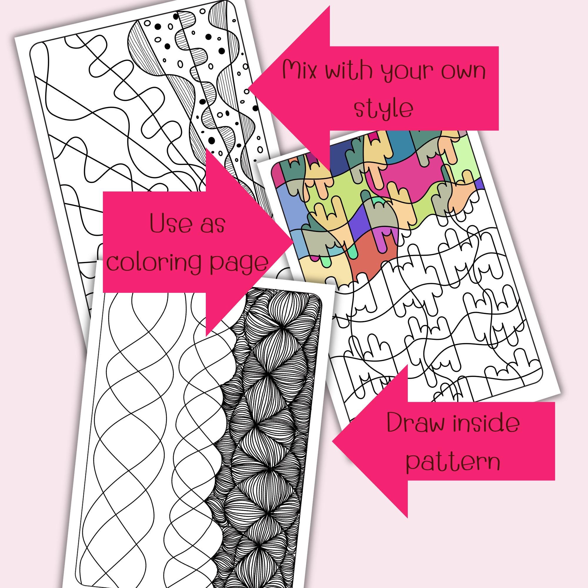 Zentangle® Practice Sheet Template: Relaxing Pattern Art (digital ...
