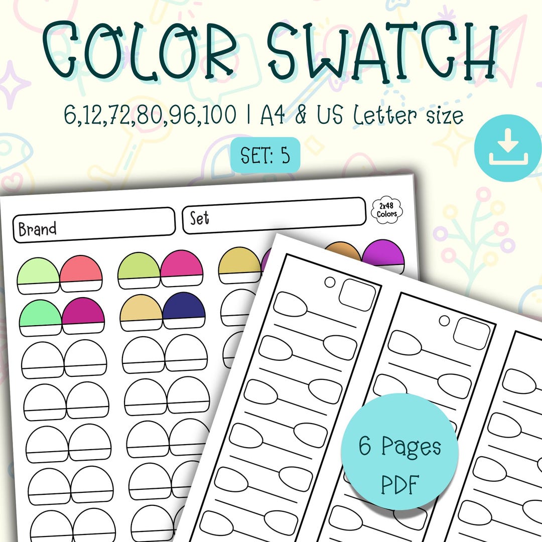 Color Swatch Chart: Marker Test Palette (digital Download) - Etsy