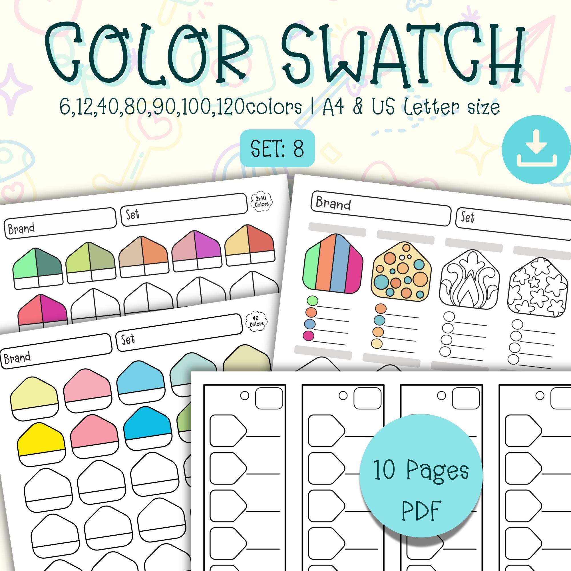 Color Swatch Chart, Alcohol Marker Tracker (PDF) - Etsy