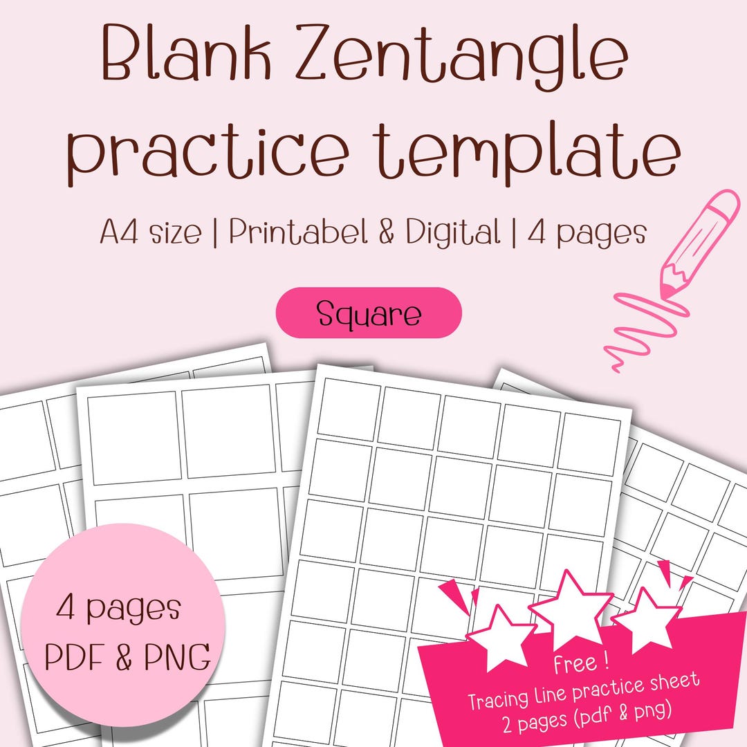 Zentangle® Practice Sheet Templates: Blank Square Tiles (digital ...