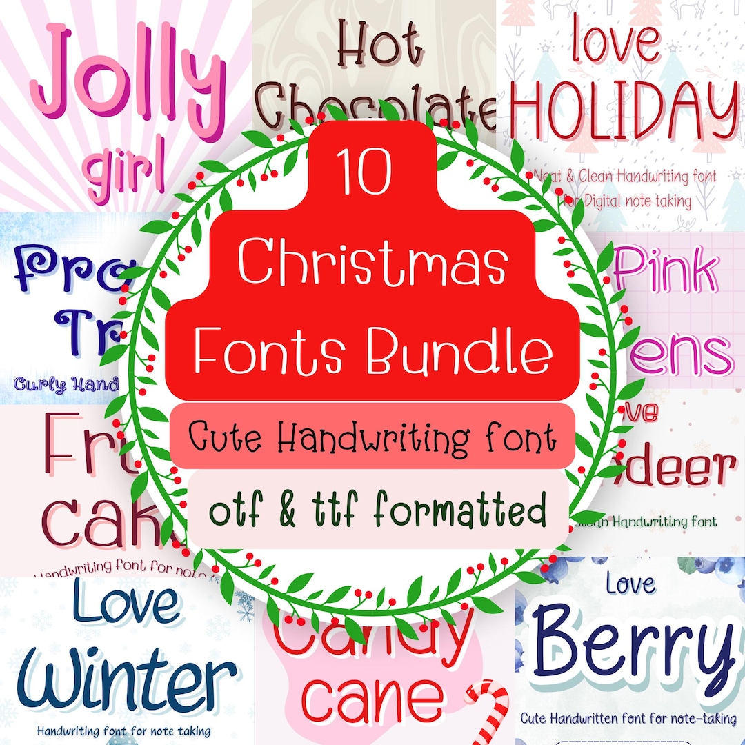 10 Christmas Font Bundle Handwritten,goodnotes Font,christmas Card Font ...
