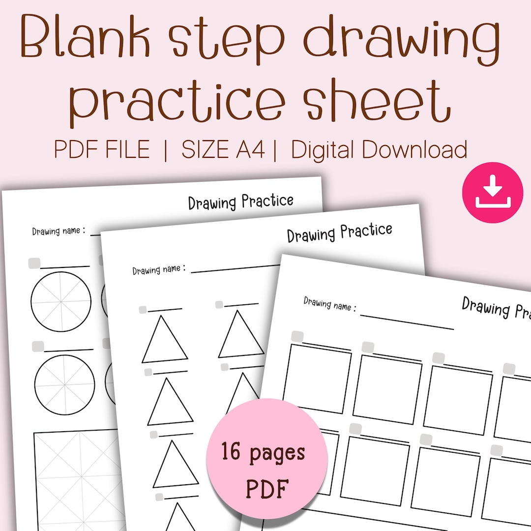 Step-by-step Drawing Template: Practice Sheet & Guide (PDF Download A4 ...