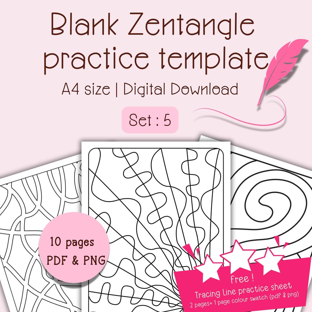 10 Pages Blank Zentangle® Practice Sheet Template,zentangle Pattern ...