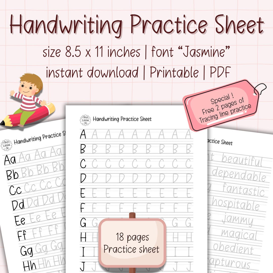 18 Pages of Handwriting Practice Worksheets,printable Handwriting Sheet ...