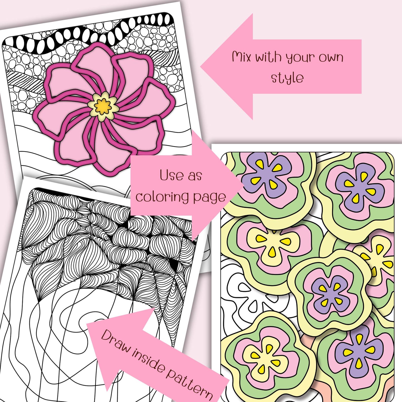 Zentangle® Practice Sheet Template: Relaxing Pattern Art (digital ...