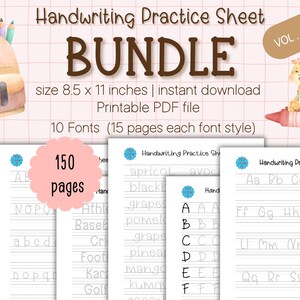 Handwriting Practice Sheets Bundle ,ABC Letter Tracing Workbook Bundle ...