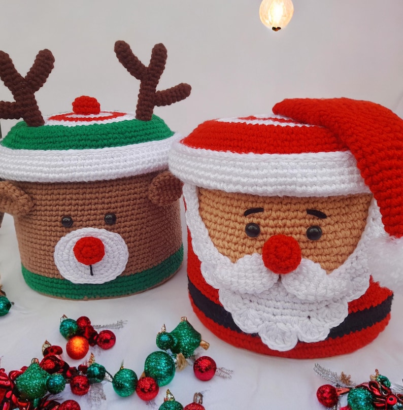 Christmas Boxes Santa and Rudolph Crochet Patterns, Christmas Gift Box ...