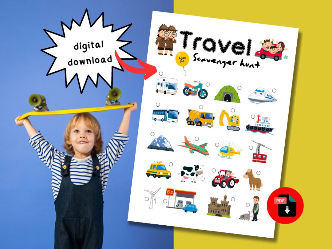 Printable Travel Scavenger Hunt for Kids Ages 3-5 Road Trip Activity - Etsy