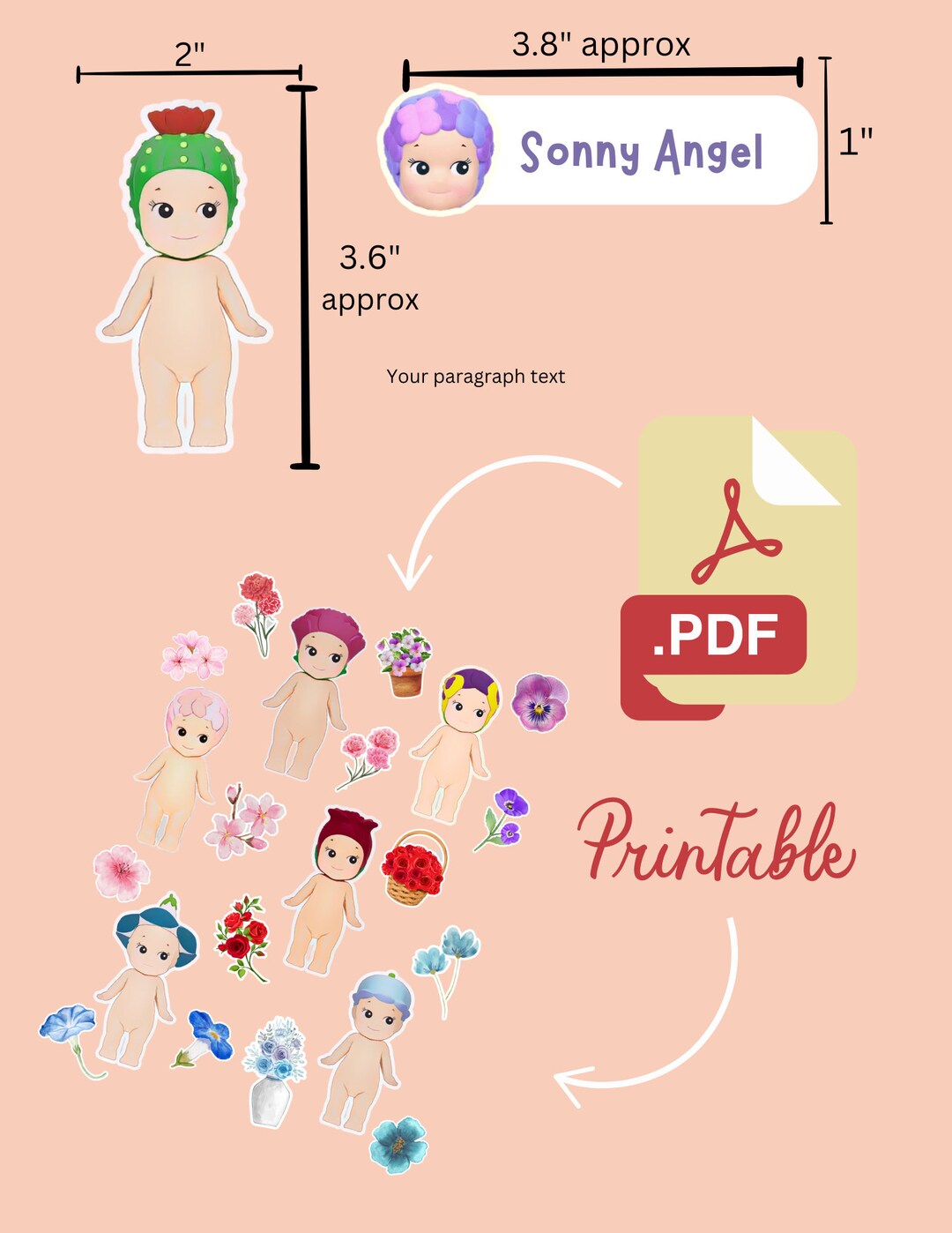 Sonny Angel Cartoonized Flower Series: Cricut/ Digital Stickers ...
