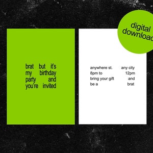 Brat Birthday Party Editable Invitation - Digital Download and Editable ...