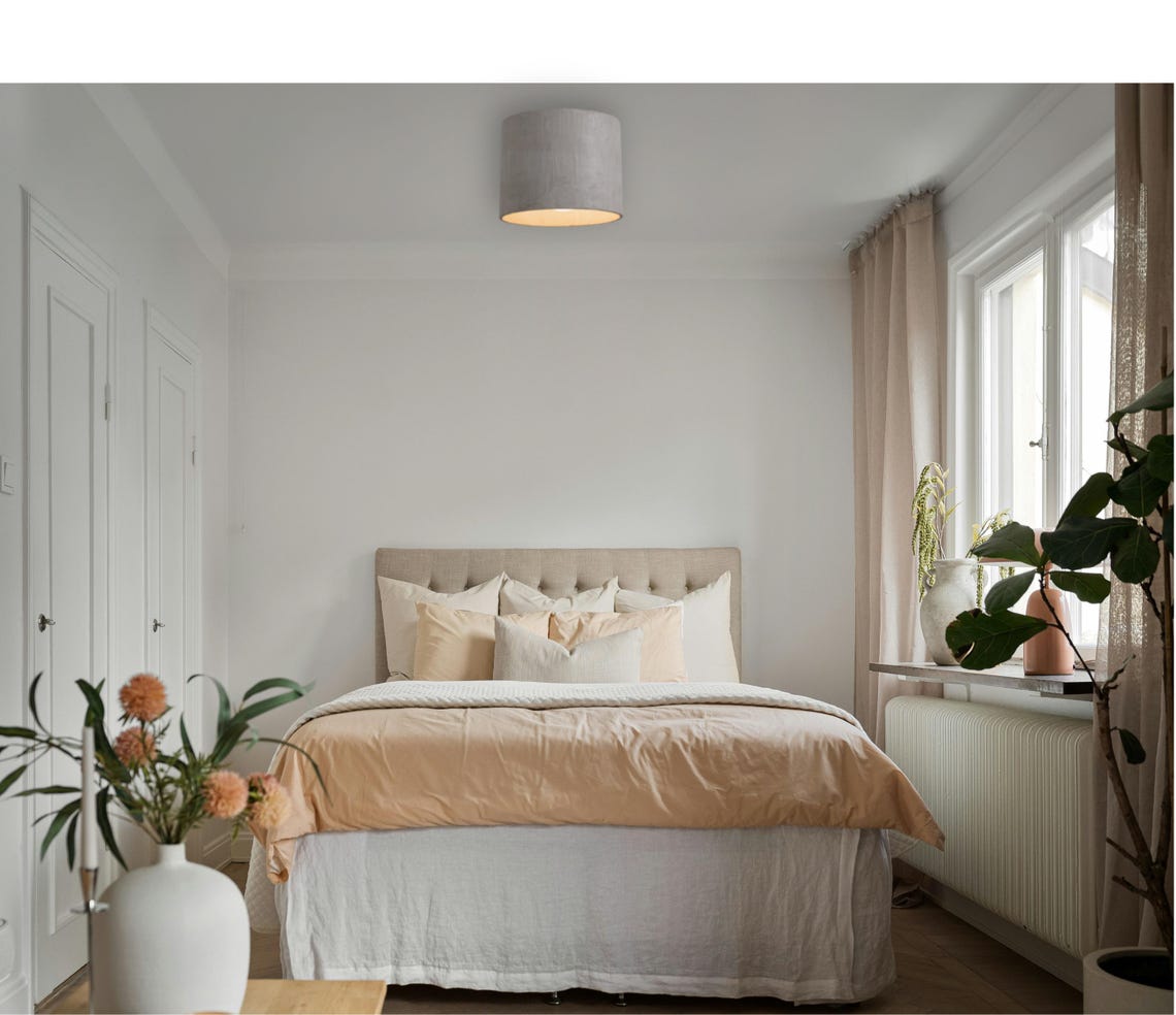 Microcement Light Gray Ceiling Light, Concrete Look Lamp, Handmade ...