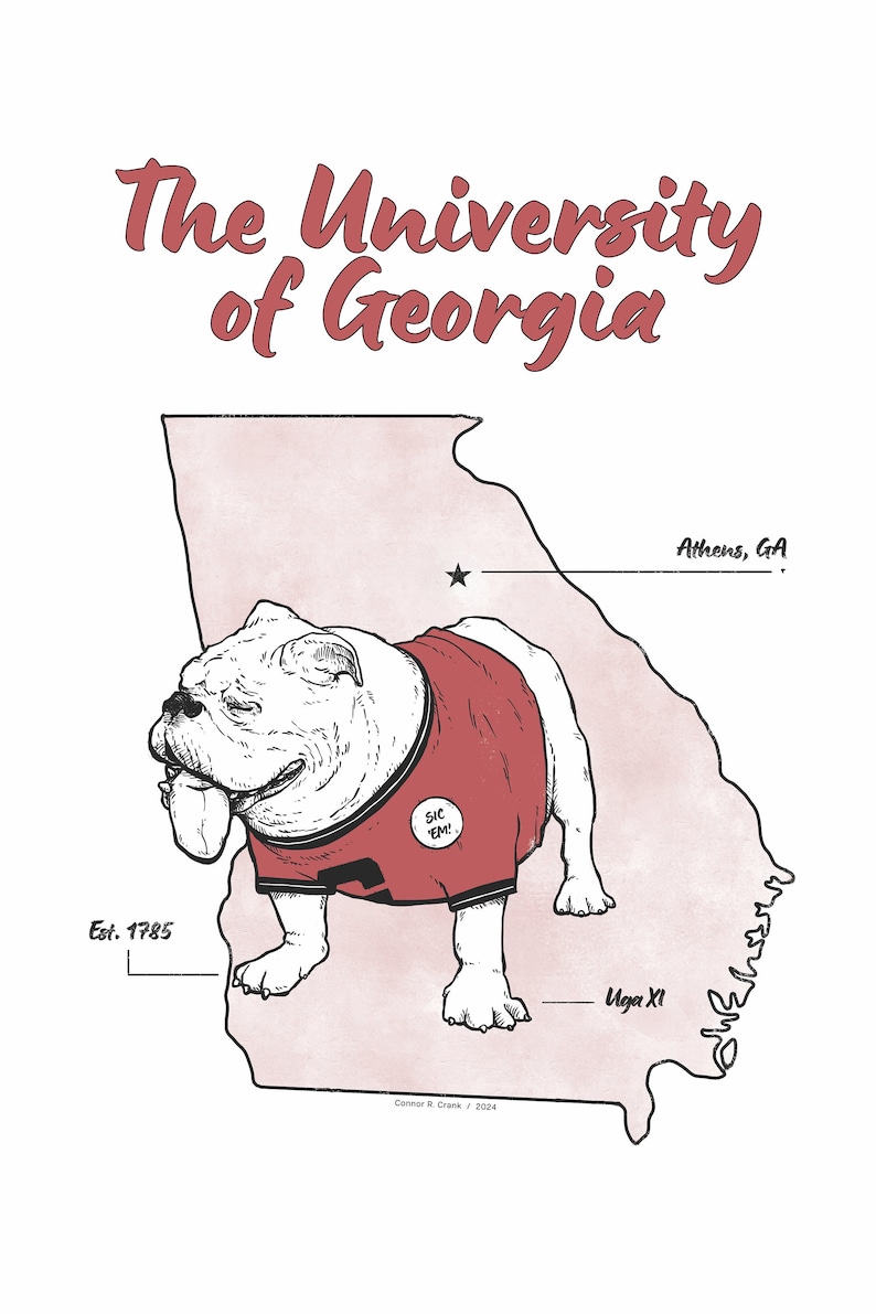 The University of Georgia: Uga's Mascot and Georgia State Outline - Etsy