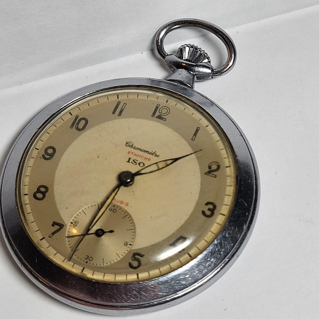 Pocket Watch SWISS Mechanik ISO Chronometer Etanche Vintage - Etsy