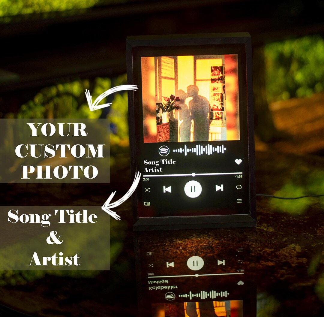 Personalized LED Song Frame With Stand, Custom Music Night Light ...