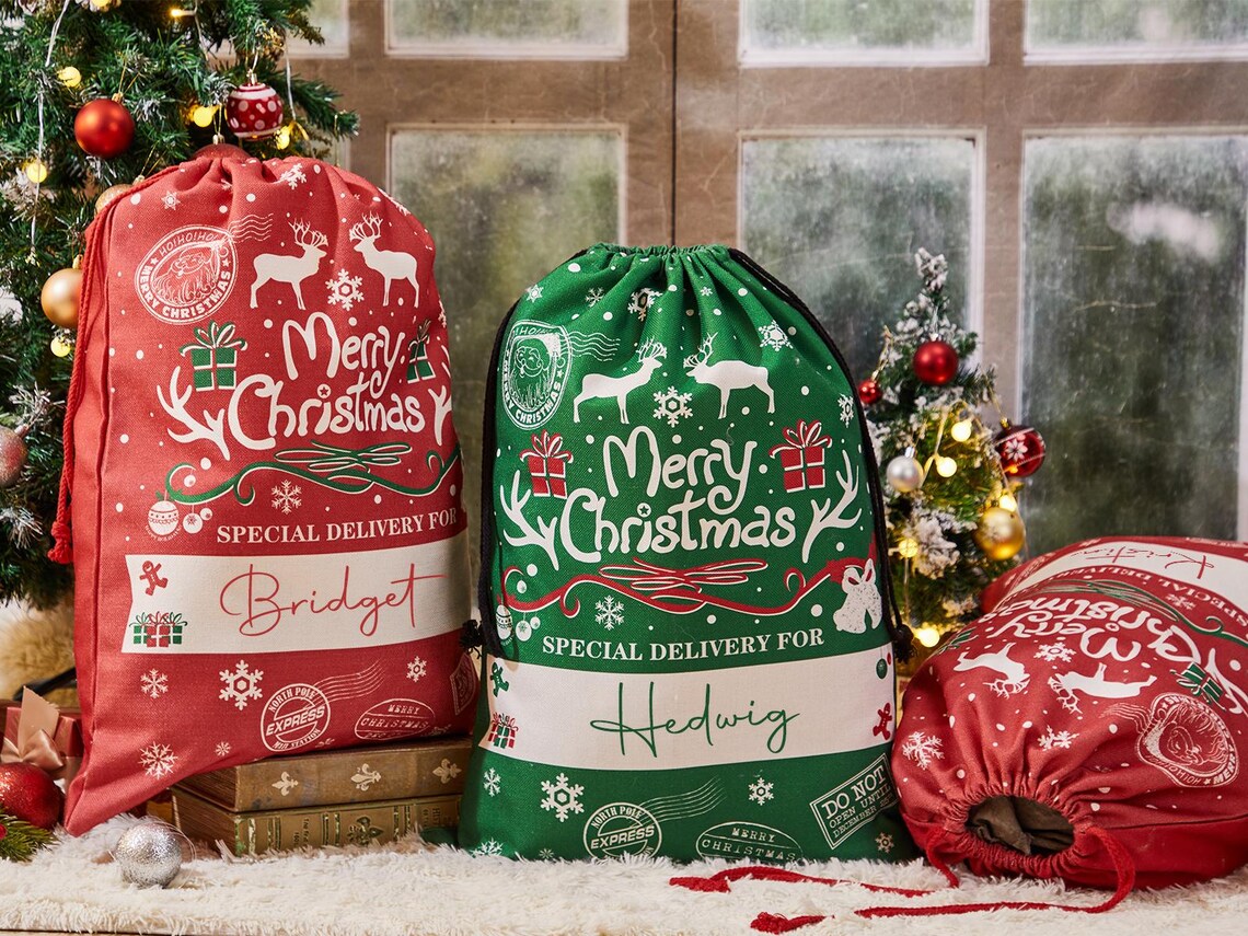 Custom Name Christmas Santa Bag,christmas Gift Bags for Kids and Adults ...