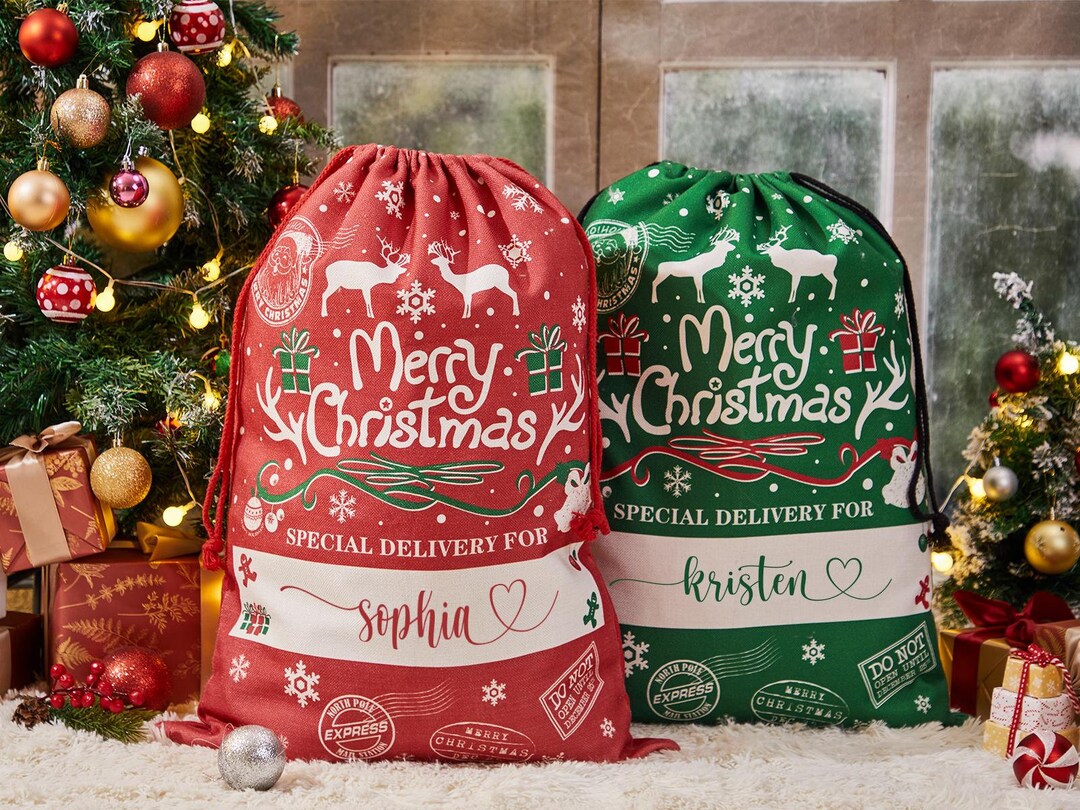 Custom Name Christmas Santa Bag,christmas Gift Bags for Kids and Adults ...