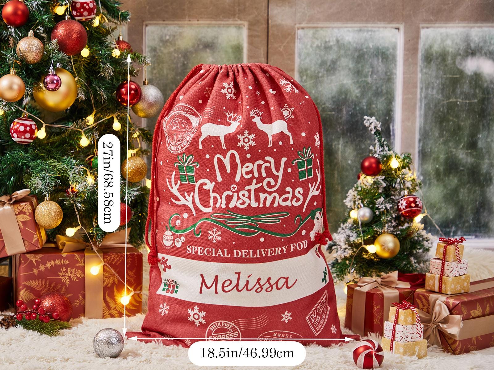 Custom Name Christmas Santa Bag,christmas Gift Bags for Kids and Adults ...