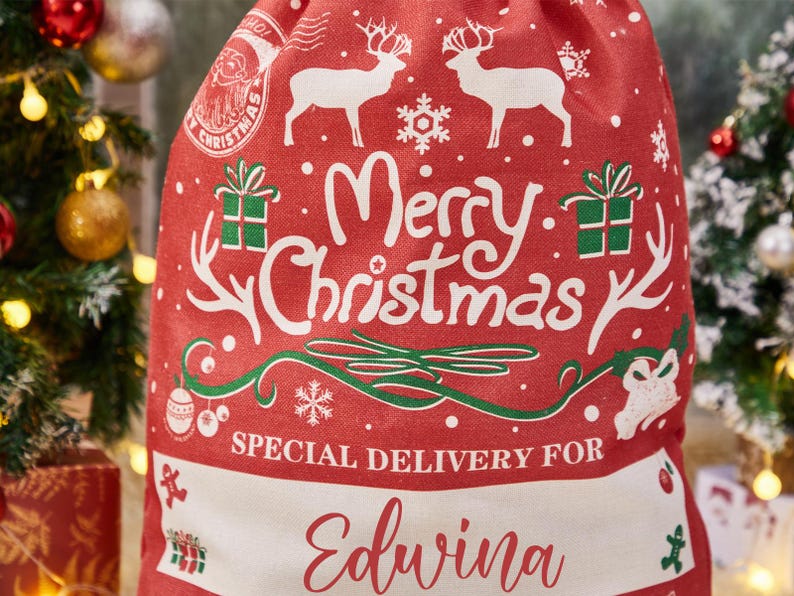 Custom Name Christmas Santa Bag,christmas Gift Bags for Kids and Adults ...