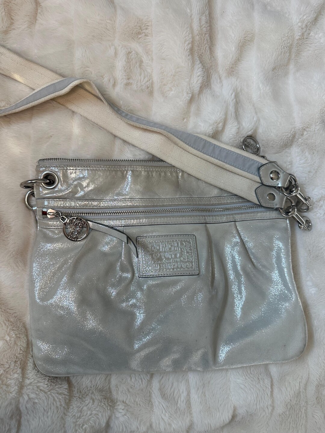 COACH Silver Metallic Purse - Etsy