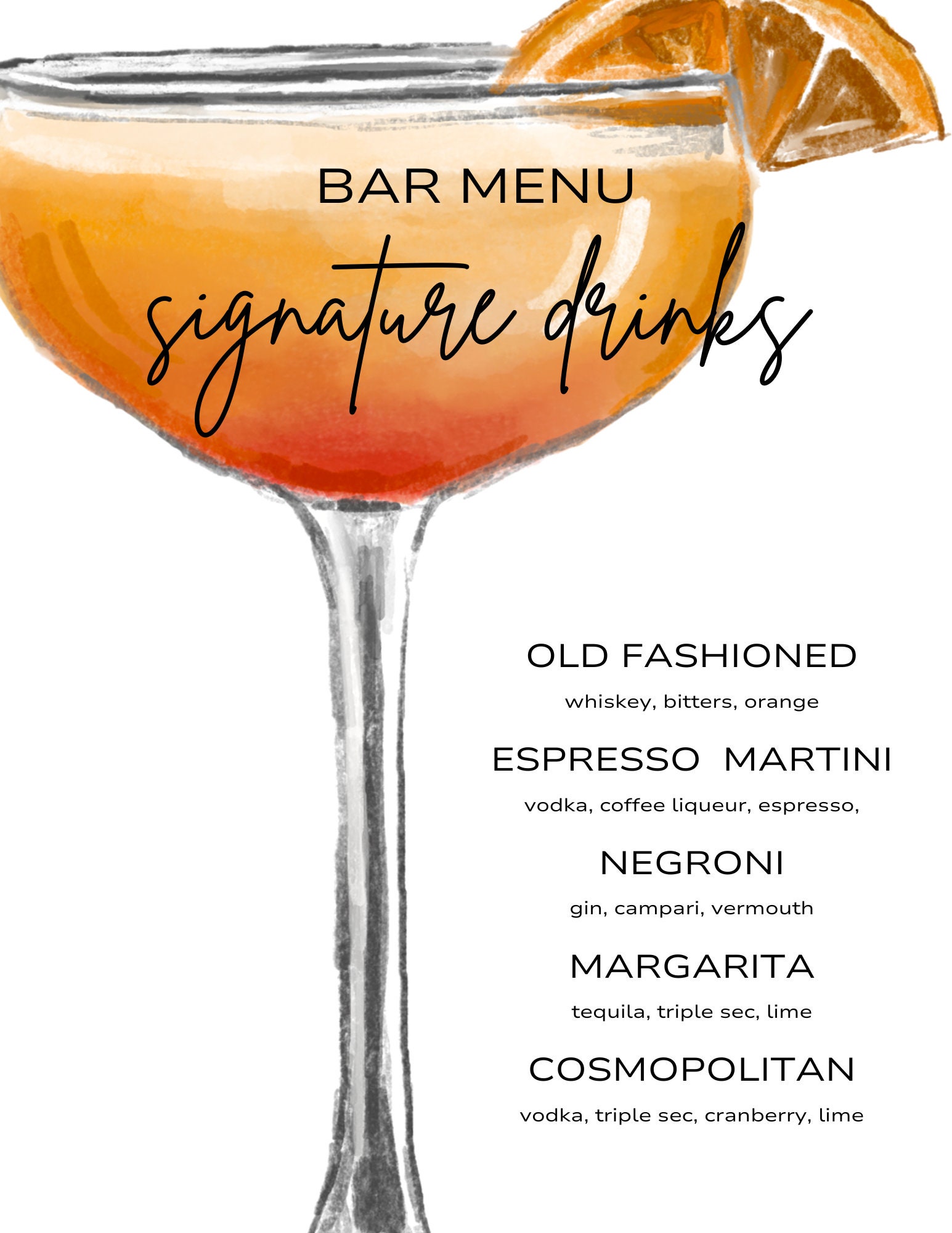 Editable Bar Menu Template - Etsy